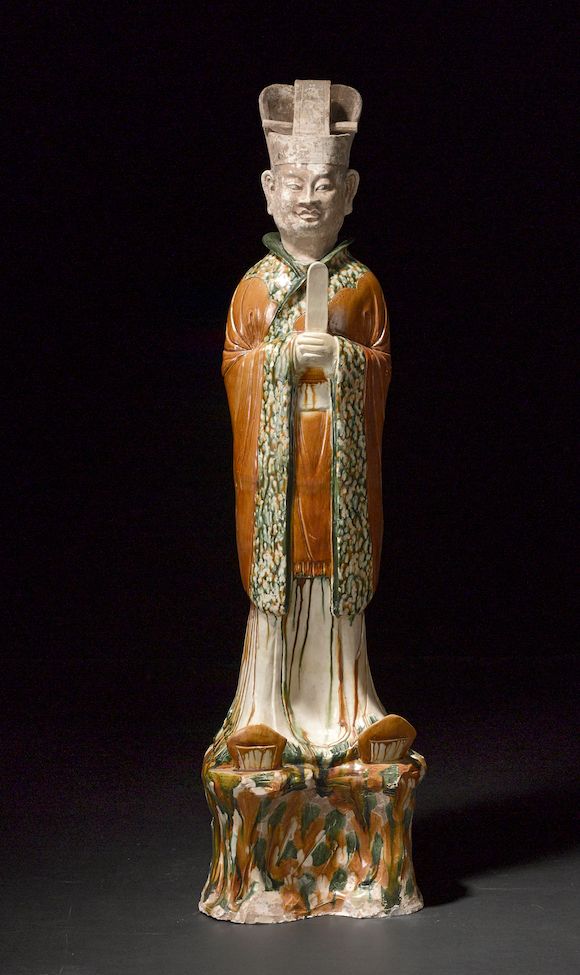 Bonhams : An impressive sancai glazed pottery funerary figure of a ...