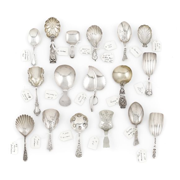 Bonhams : A collection of sixteen American sterling silver caddy spoons ...