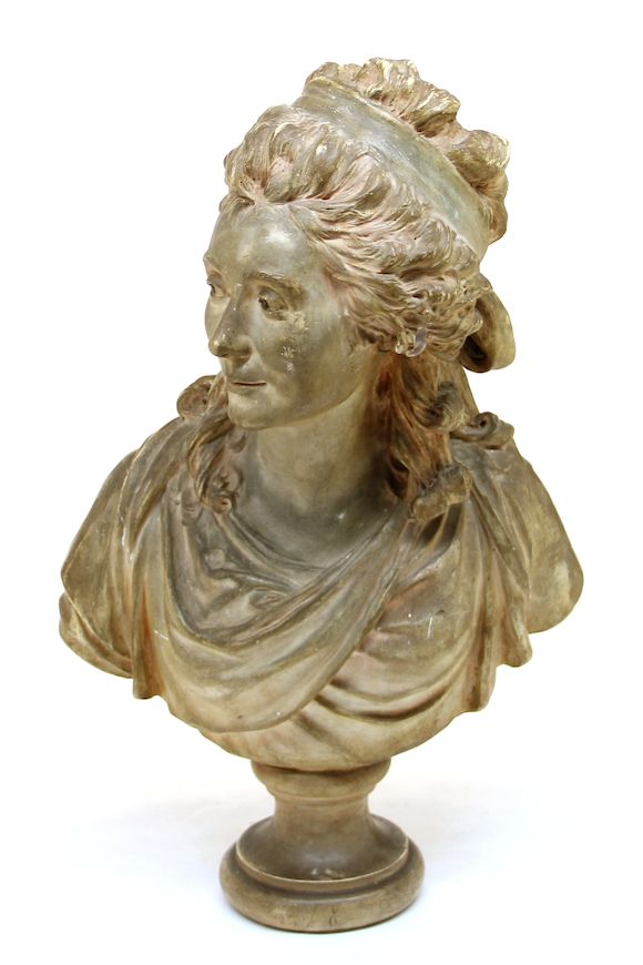 Bonhams : A German tinted plaster portrait bust of a noblewoman cast by ...