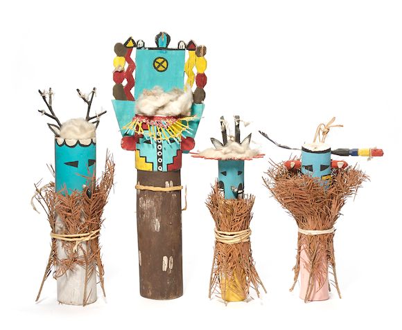 Bonhams : Four Pueblo kachina dolls
