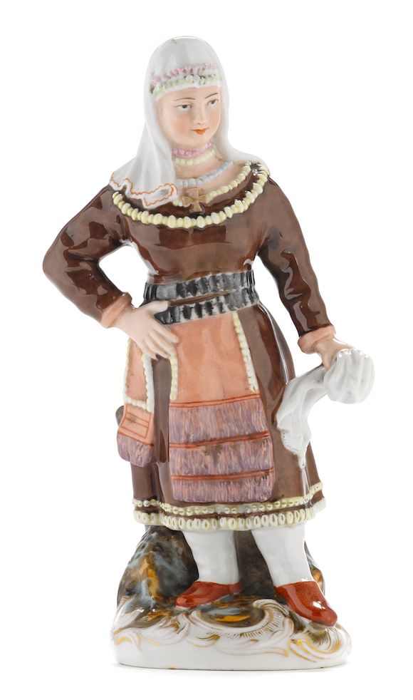 Bonhams : A Russian porcelain figure of a Georgian woman in native ...