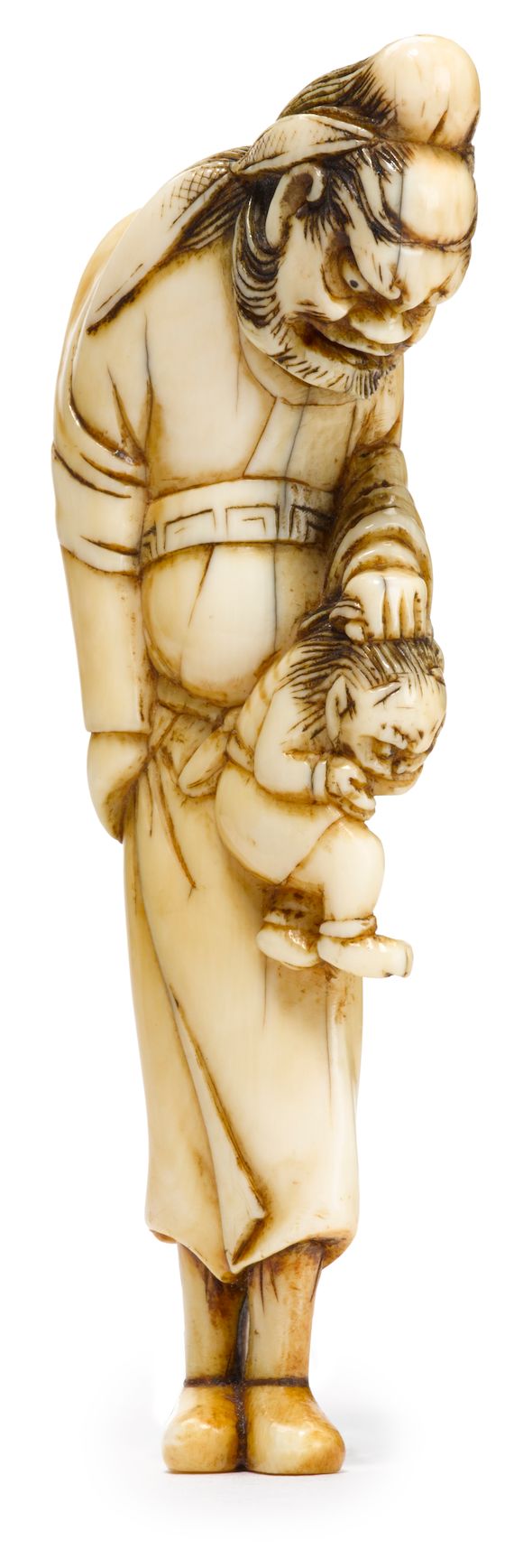 Bonhams : An ivory netsuke of Shoki Edo period, (18th/19th century)