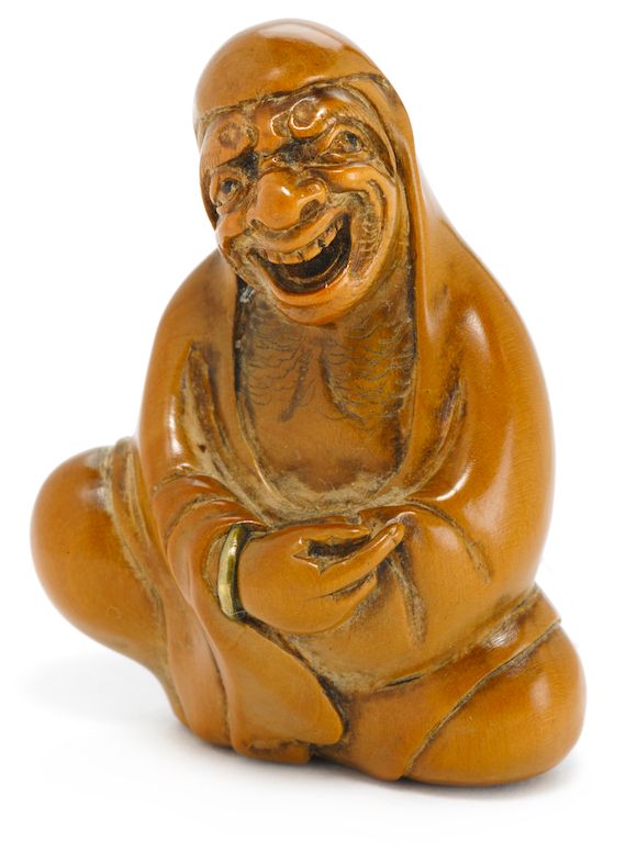 Bonhams : A wood netsuke of Daruma By Minko, late Edo/early Meiji ...
