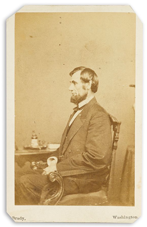 Bonhams : LINCOLN BY BRADY. Albumen print carte-de-visite, seated ...