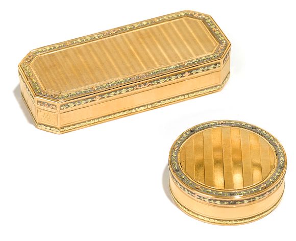 Bonhams : Two Swiss vari-gold boxes The snuff box possibly Bautte et ...