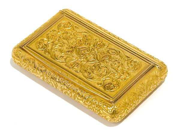 Bonhams : A Continental gold rectangular snuff box marks rubbed ...
