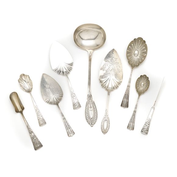Bonhams : An assembled group American sterling silver serving flatware ...