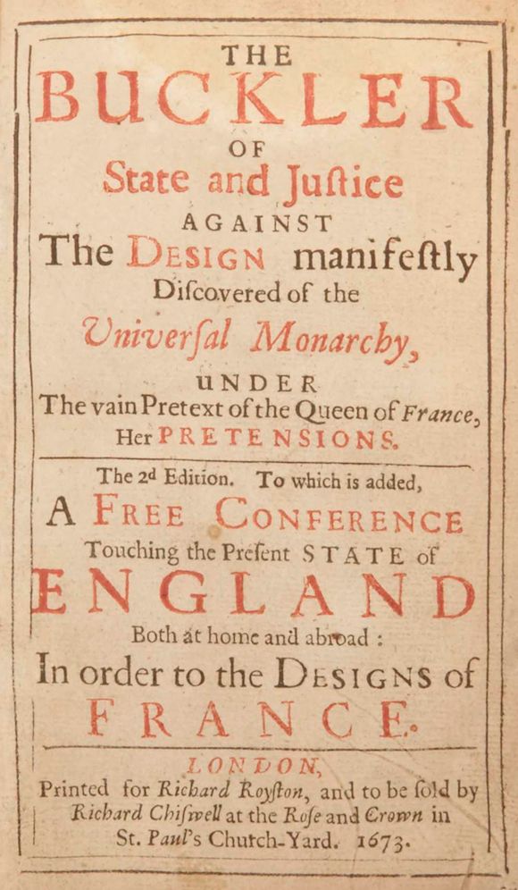 Bonhams : LISOLA, FRANCOIS PAUL. The Buckler of State and Justice ...