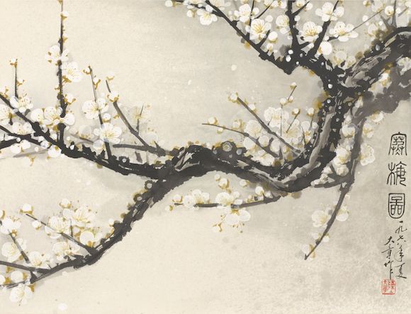 Bonhams : Chen Dazhang (b. 1930) Prunus Branch in Snow