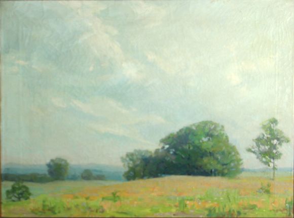 Bonhams : Irma René Koen (American, 1884-1975) Meadow with trees under ...