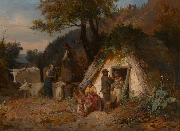 Bonhams : József Molnár (Hungarian, 1821-1899) Szüret (Harvest) 13 1/4 ...