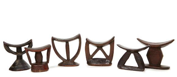 Bonhams : A group of six African neck rests