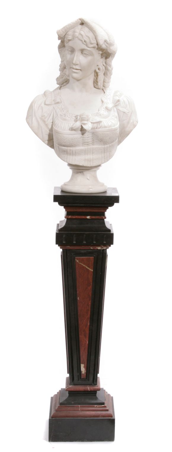 Bonhams : A carved marble bust with a marble pedestal