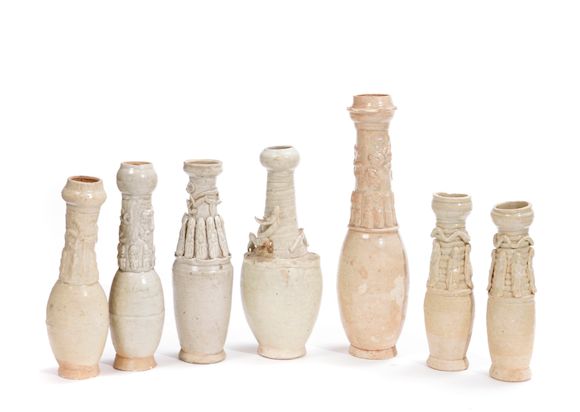 Bonhams : A group of six Chinese burial urns