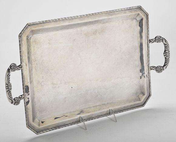 Bonhams : A Peruvian sterling silver rectangular two-handled tray maker's mark F.P.C., 20th century