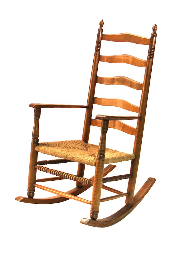 Bonhams : An American maple ladder back rocking chair 19th century