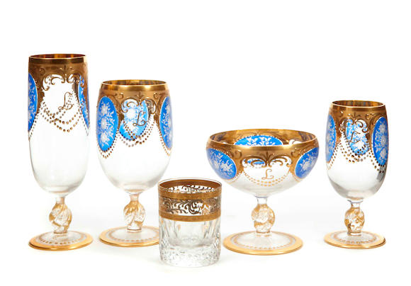 Bonhams A Large Group Of Continental Gilt Heightened Glassware