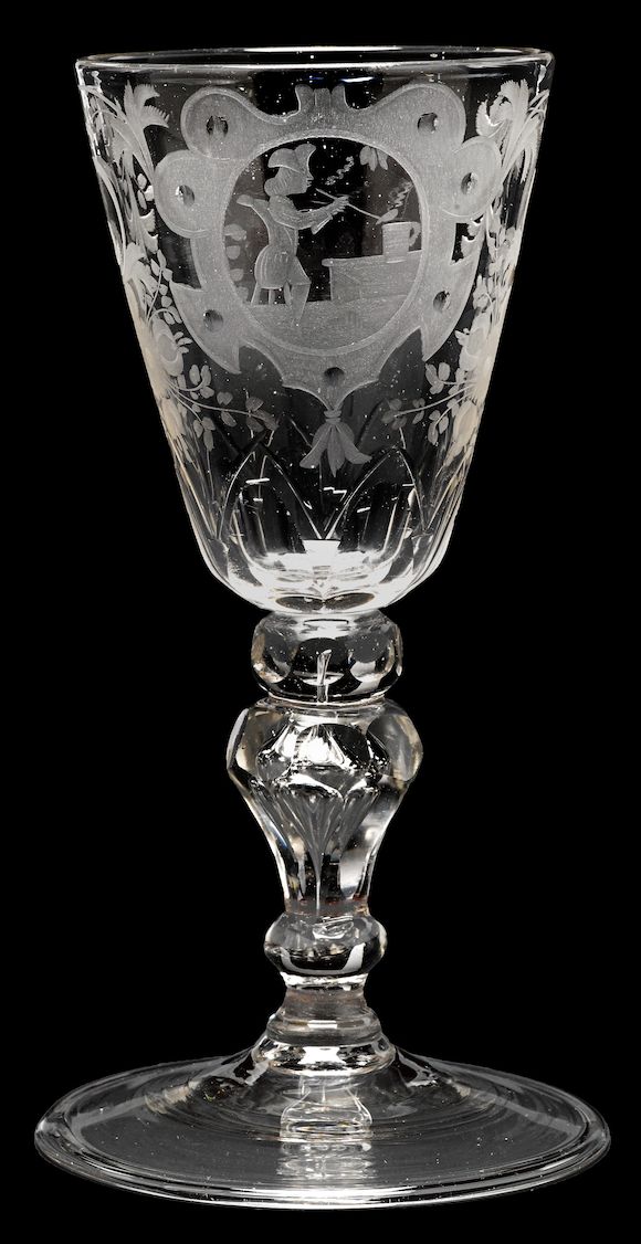 Bonhams : A Dutch engraved glass goblet circa 1760