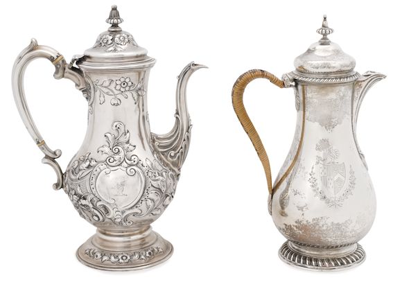 Bonhams : A George III sterling silver coffee pot and hot water pot the ...