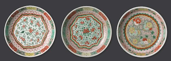 Bonhams : A group of three polychrome enameled deep dishes Transitional ...