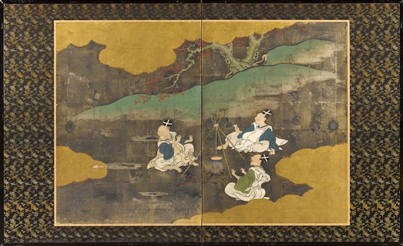 Bonhams Late Rimpa School 19th Century Warming Sake With Maple Leaves
