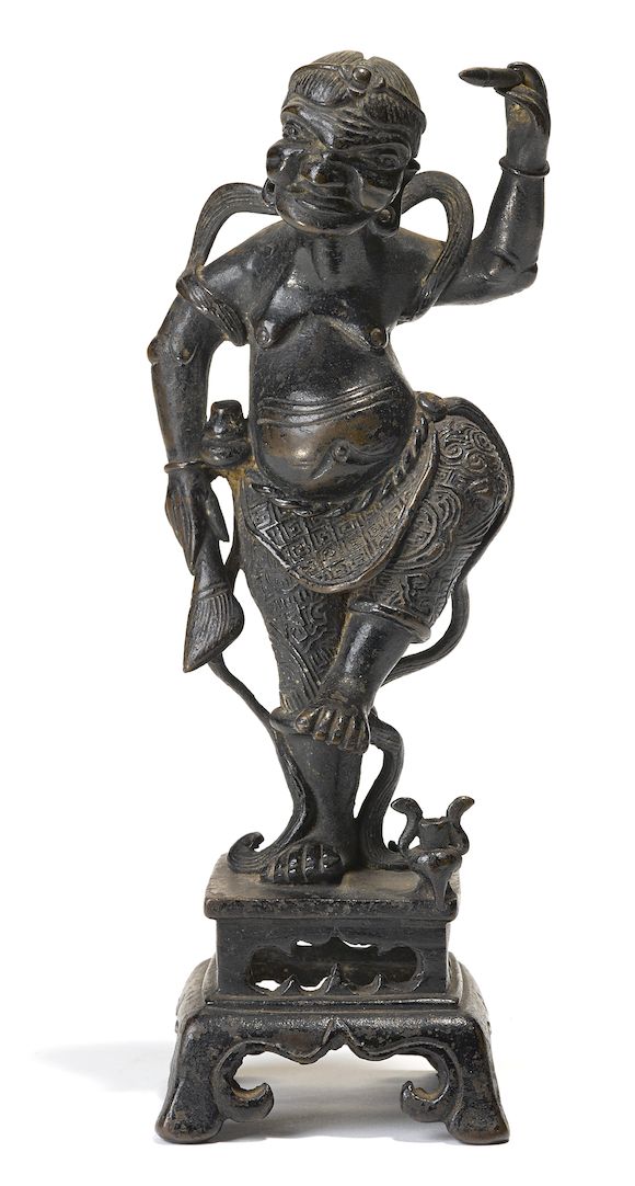 Bonhams : A cast bronze figure of Kuixing 17th/18th century