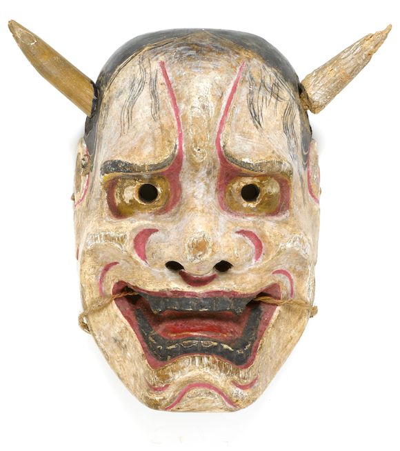 Bonhams : A Noh mask and Kyogen mask Late Edo/early Meiji period (19th ...