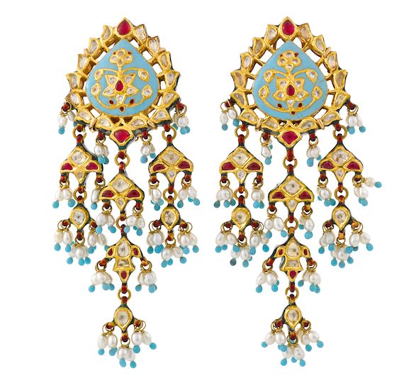 Bonhams : A pair of freshwater cultured pearl, gem-set, paste and ...