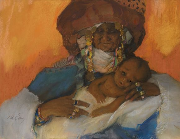 Bonhams : Abel Pann (Israeli, 1883-1963), Hagar and Ishamel, signed ...