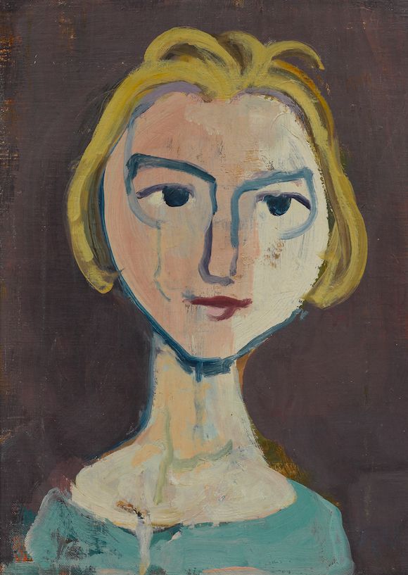 Bonhams : KARL HOFER (1878-1955) Mädchenkopf 15 1/8 x 11 1/2in. (38.5 x ...