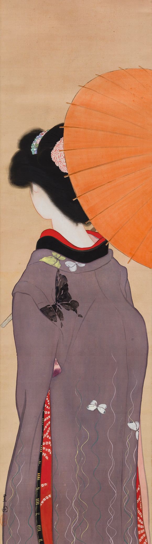 Bonhams : Ikeda Shoen (1886-1917) Beauty with Umbrella