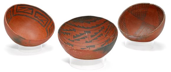 Bonhams : Three Anasazi redware bowls