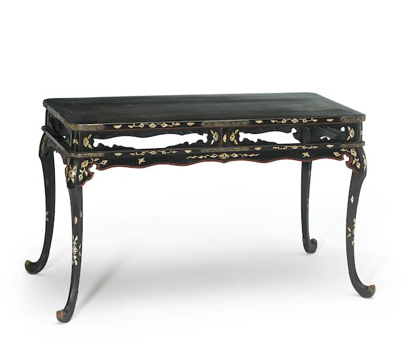 Bonhams : An inlaid small black lacquer table Muromachi/Momoyama period ...