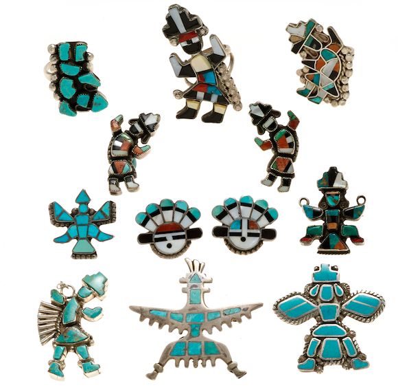 Bonhams : A group of Zuni inlay adornments