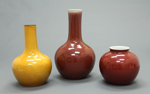 Bonhams : A group of three monochrome glazed containers Republic period
