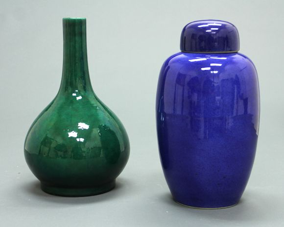 Bonhams : Two monochrome glazed containers Late Qing/Republic period
