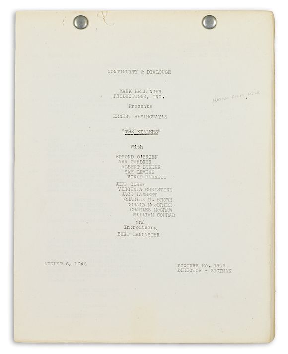 Bonhams : HEMINGWAY, ERNEST. 1899-1961. Mimeographed Manuscript ...