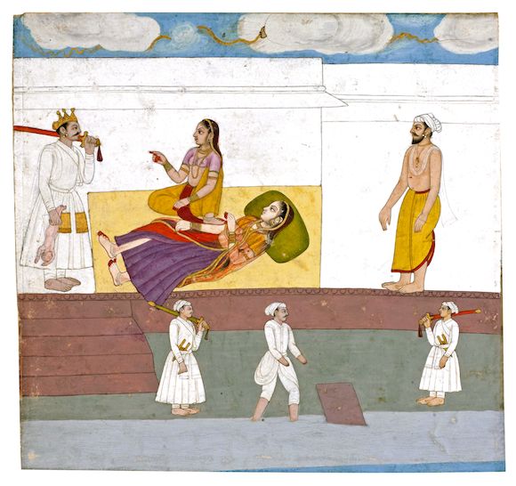 Bonhams : An illustration from a bhagavata purana series Kamsa kills ...