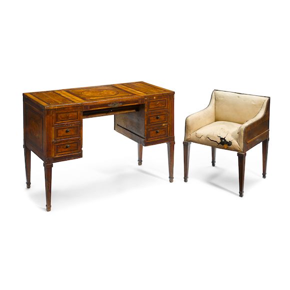 Bonhams : A Dutch Neoclassical parquetry inlaid walnut dressing table ...