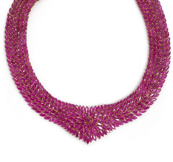 Bonhams : A ruby collar necklace