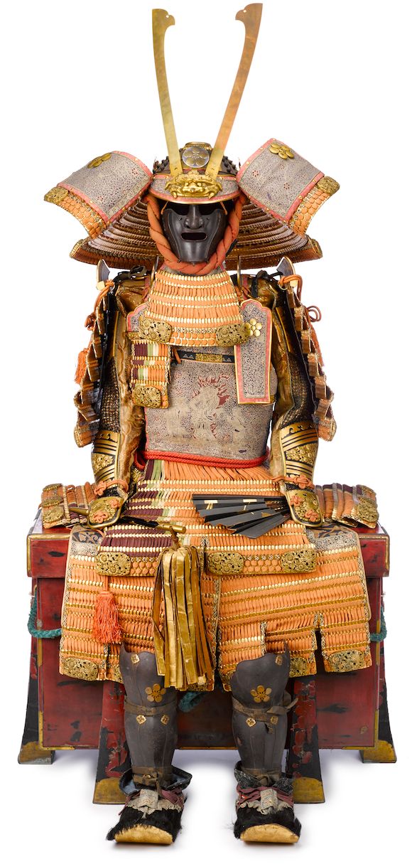 Bonhams : A gold lacquer armor with an o-yoroi do The helmet by ...