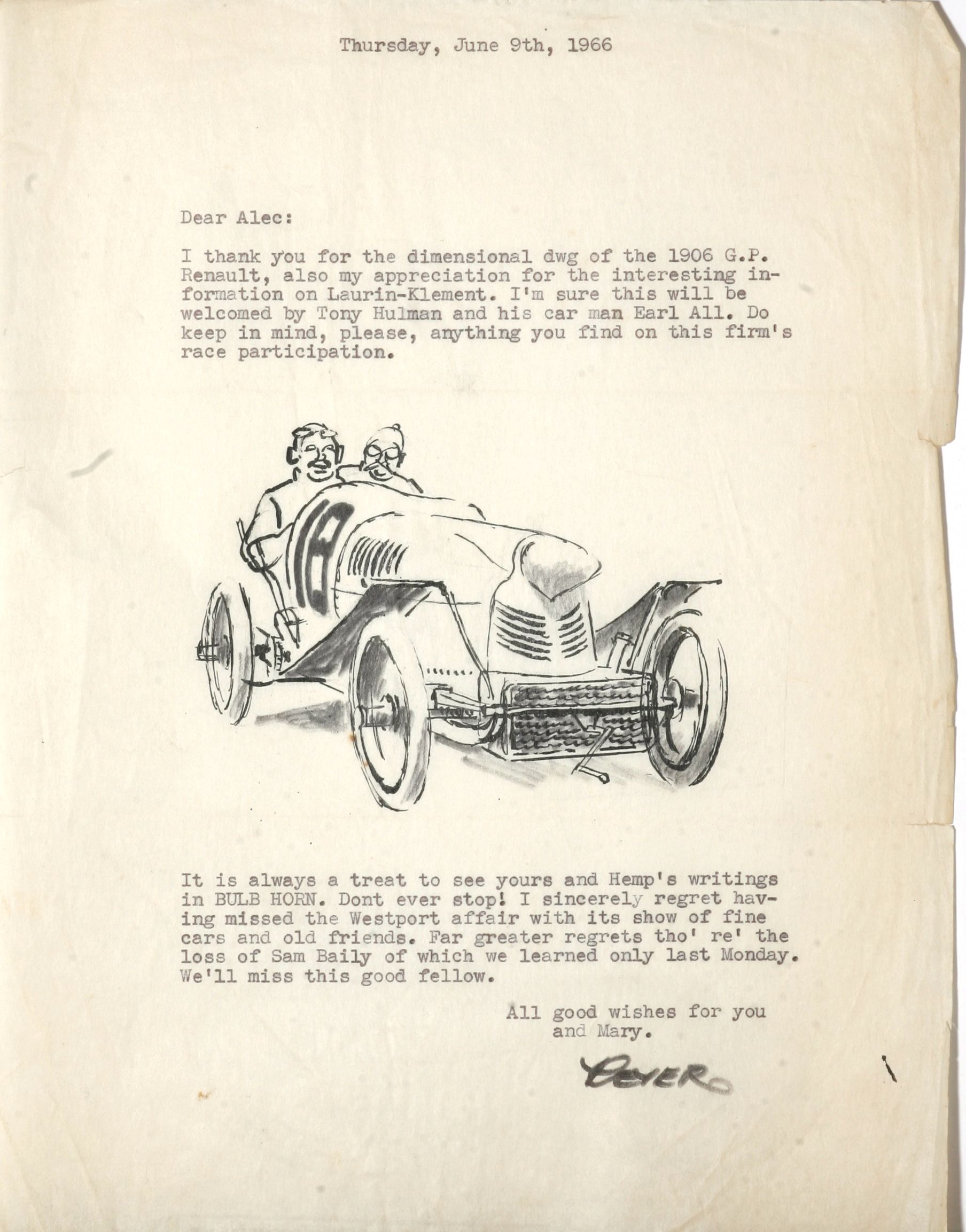 Bonhams Cars : An original letter from Peter Helck to Alec Ulmann, 8½ ...