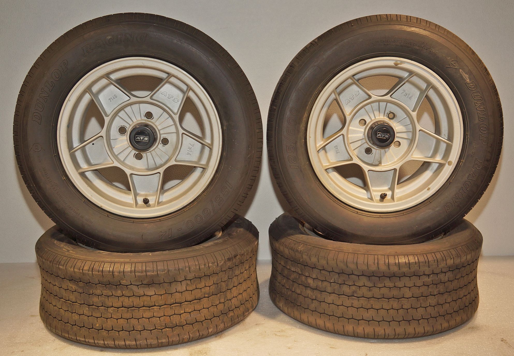 Bonhams Cars : A set of (5) 14x7 ATS racing wheels with 600-14 Dunlop ...