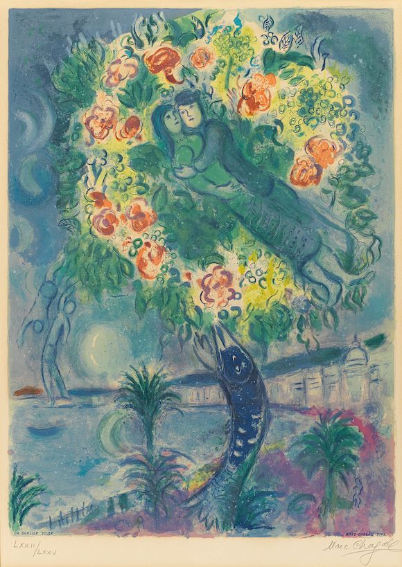 Bonhams : After Marc Chagall (1887-1985); by Charles Sorlier Couple and Fish, from Nice and the ...