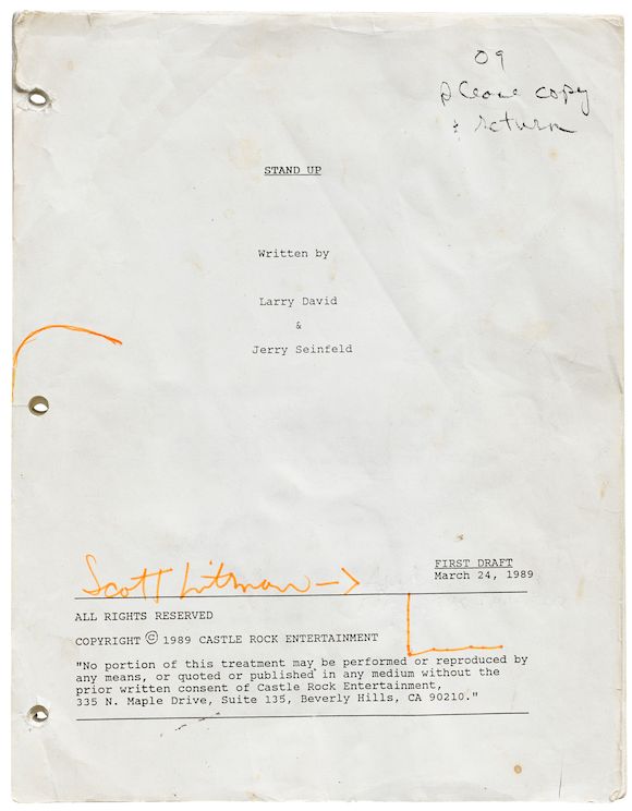 Bonhams : The first draft script for the pilot of Seinfeld