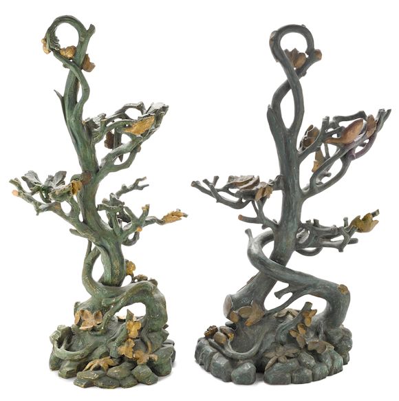 Bonhams : A pair of Italian polychrome and parcel gilt walnut 'grotto ...