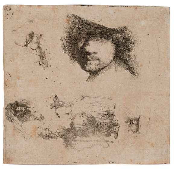 Bonhams : Rembrandt Harmensz van Rijn (1606-1669); Sheet of Studies ...