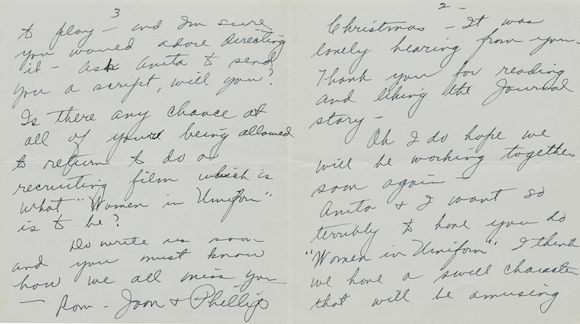 Bonhams : A Joan Crawford handwritten letter to George Cukor