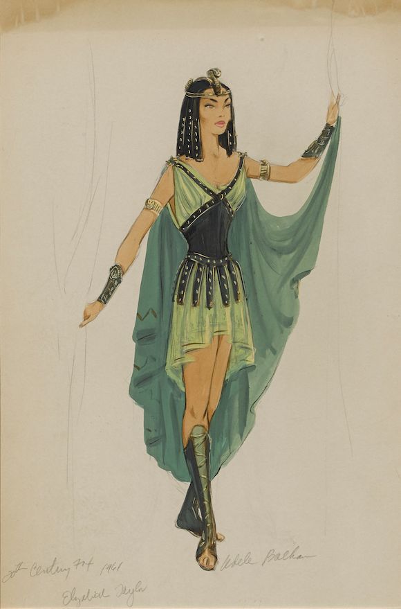 Bonhams : An Adele Balkan costume sketch for Elizabeth Taylor in Cleopatra