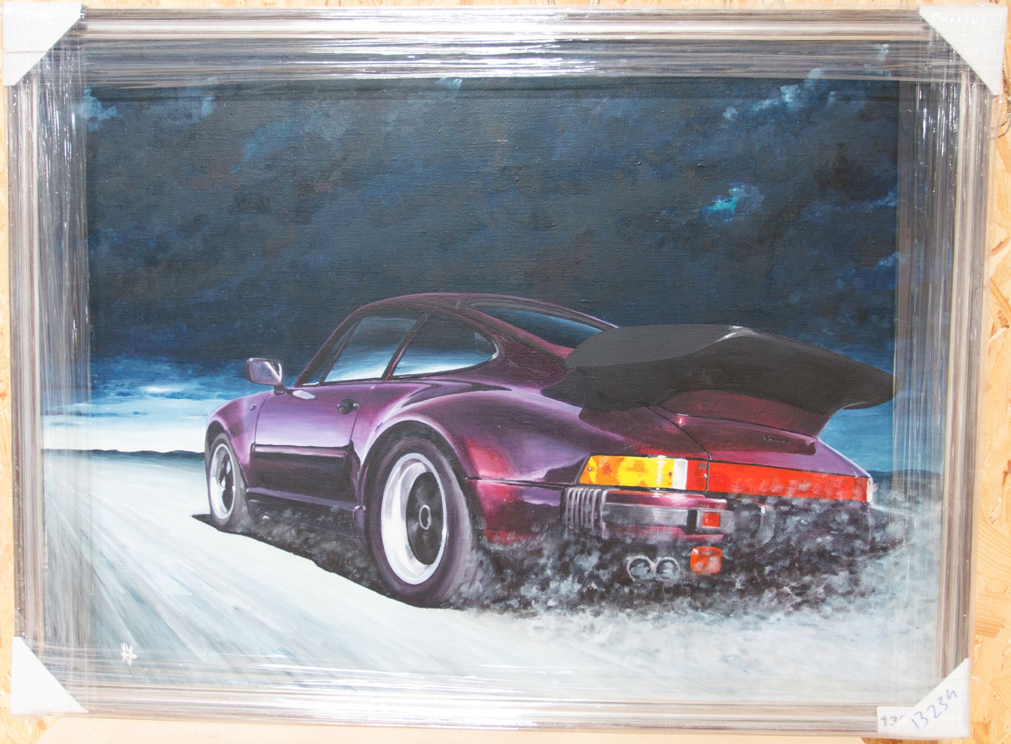 Bonhams Cars : A painting of a Porsche Turbo Carerra, acrylic on canvas ...
